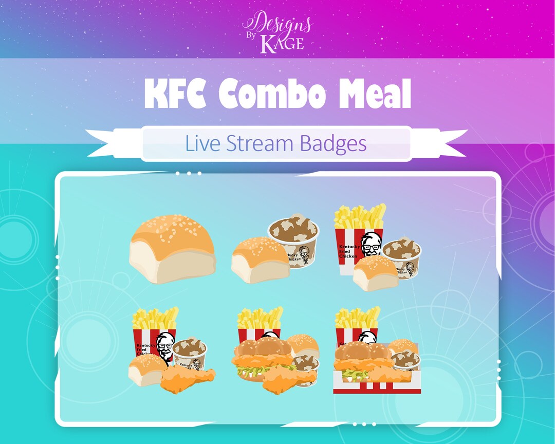 KFC Combo Meal X6 Stream Sub Badges Pack Twitch Badges, Discord Roles ...