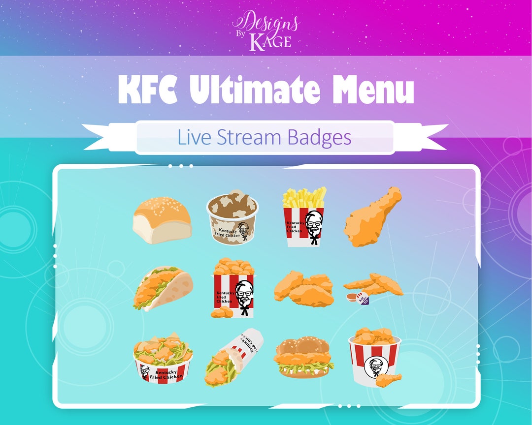 KFC Ultimate Menu X12 Stream Sub Badges Twitch Badges, Discord Roles ...