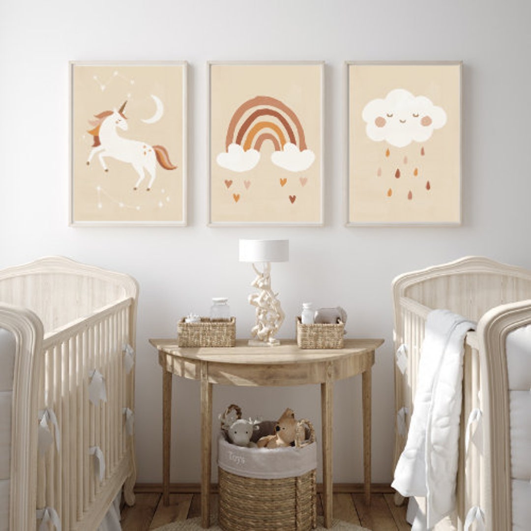Set of 3 Rainbow Boho Nursery Printable Wall Art Nursery Decor Playroom ...