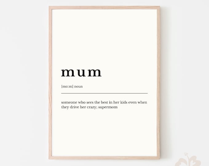 Mum Definition Sign, Mum Definition Print, Download Definition ...