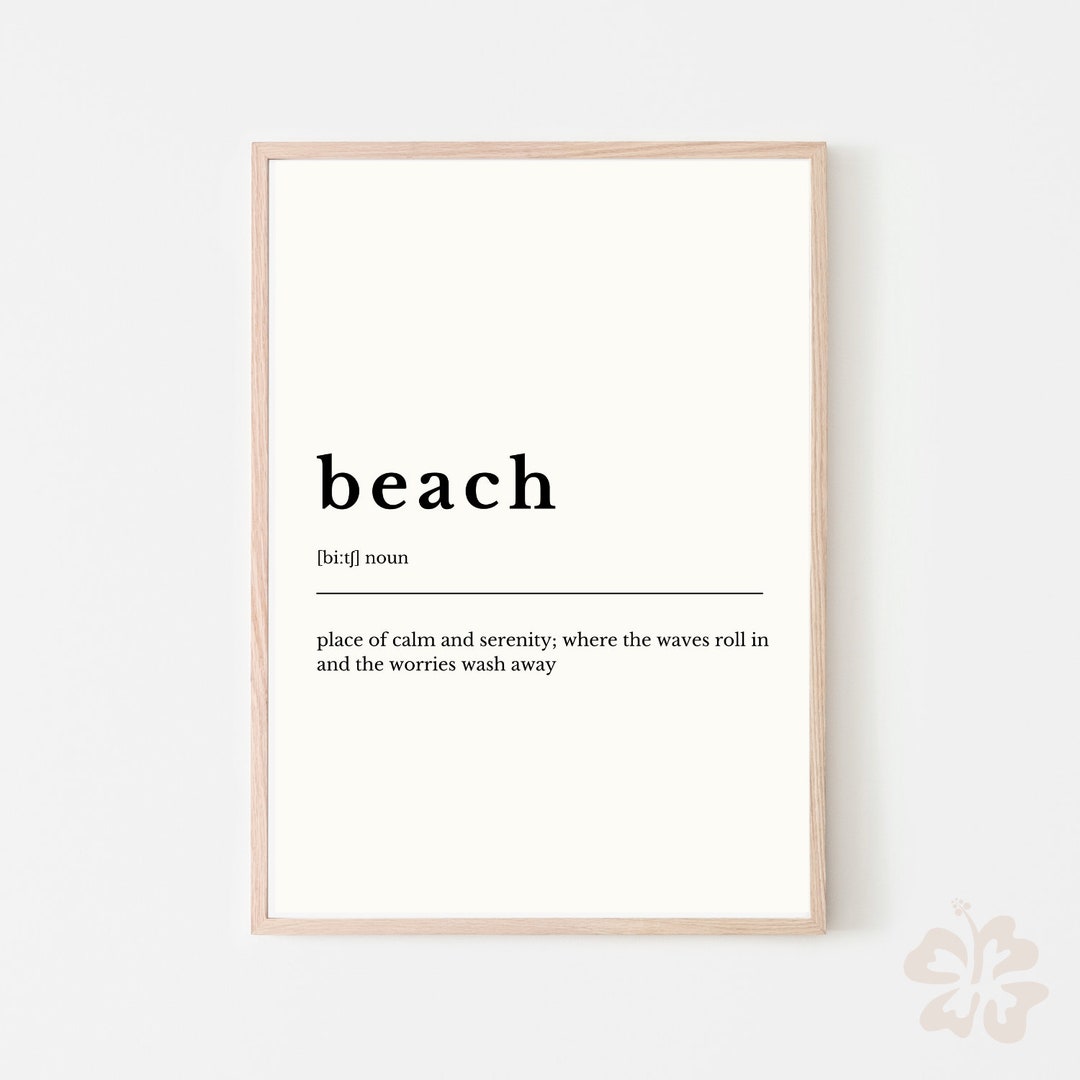 Beach Definition Sign, Beach Definition Print, Download Definition ...