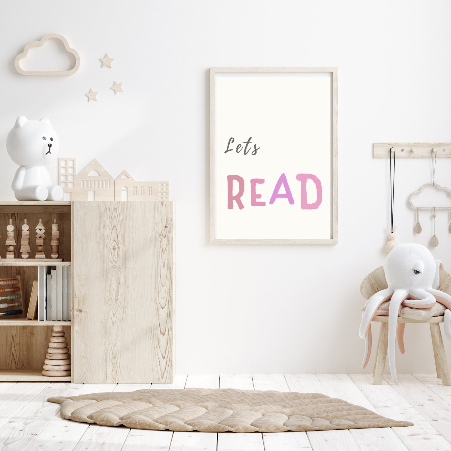Let's Read Print - Reading Corner Sign, Playroom Print, Classroom ...