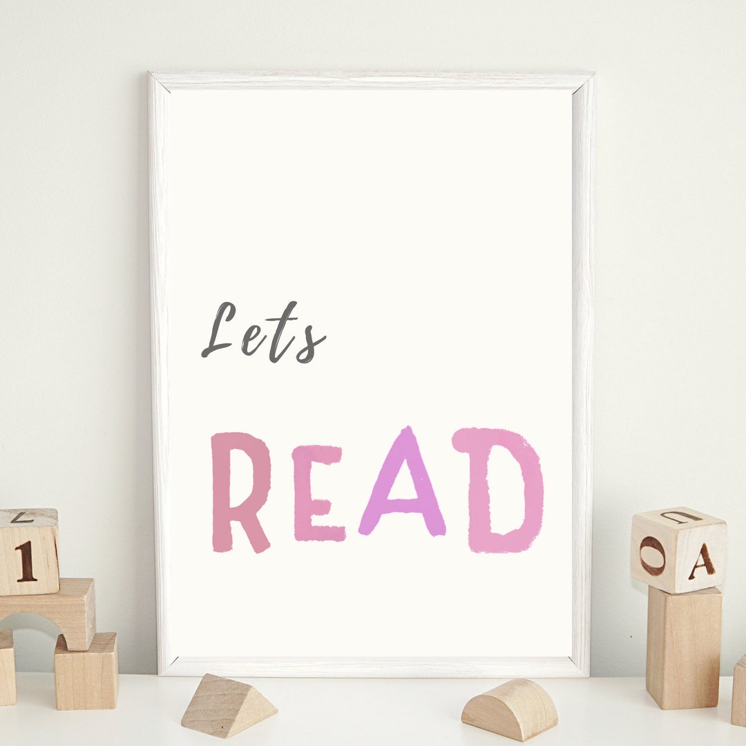 Let's Read Print - Reading Corner Sign, Playroom Print, Classroom ...