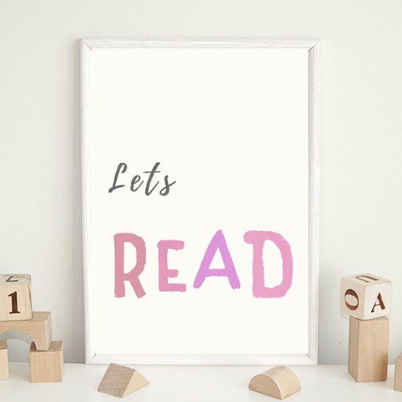 Let's Read Print Reading Corner Sign Playroom Print | Etsy