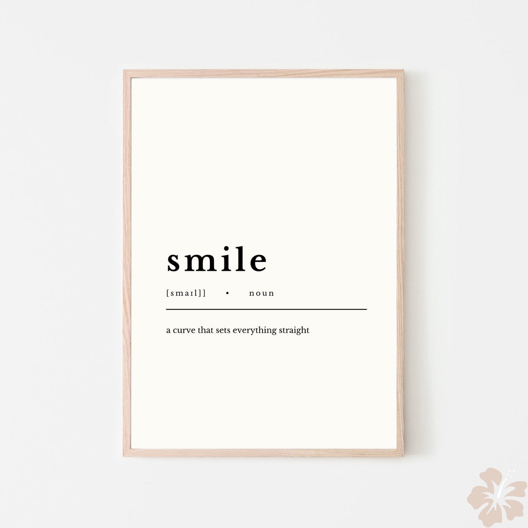 Smile Definition Sign, Smile Definition Print, Download Definition ...