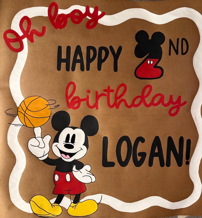 Custom Hand Painted Brown Paper Banner, Birthday Party Decor, Baby ...