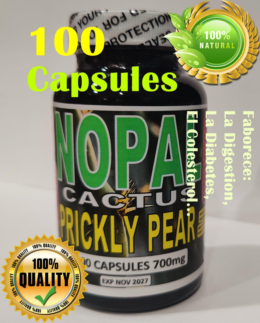 Capsulas De Nopal, Priclky Pear Capsules, Cactus Supplement 100 ...