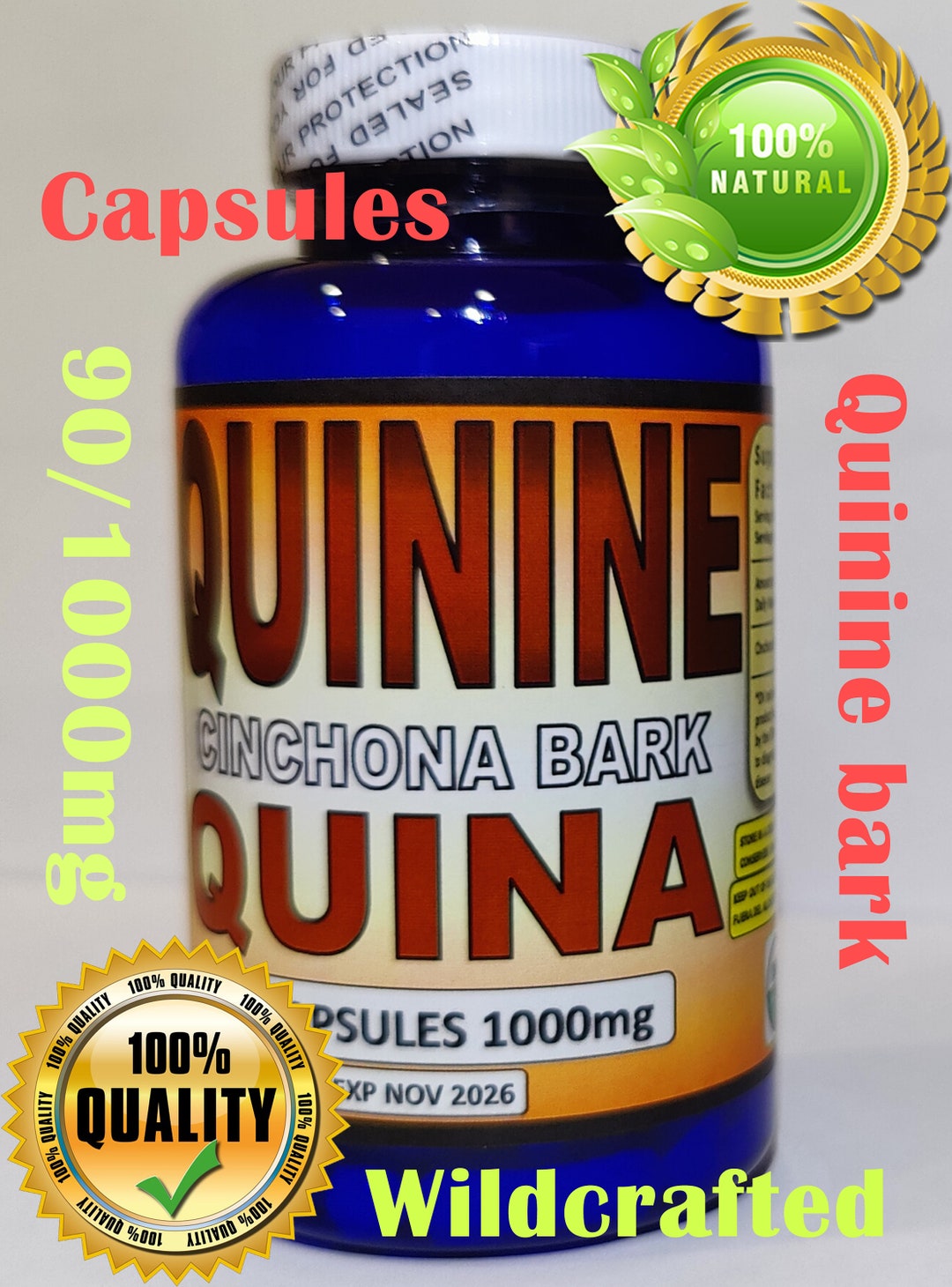 Quinine/cinchona/peruvian Bark Jesuit's Bark Quinine Tree 90/1000mg Quina Roja Natural Capsules ...