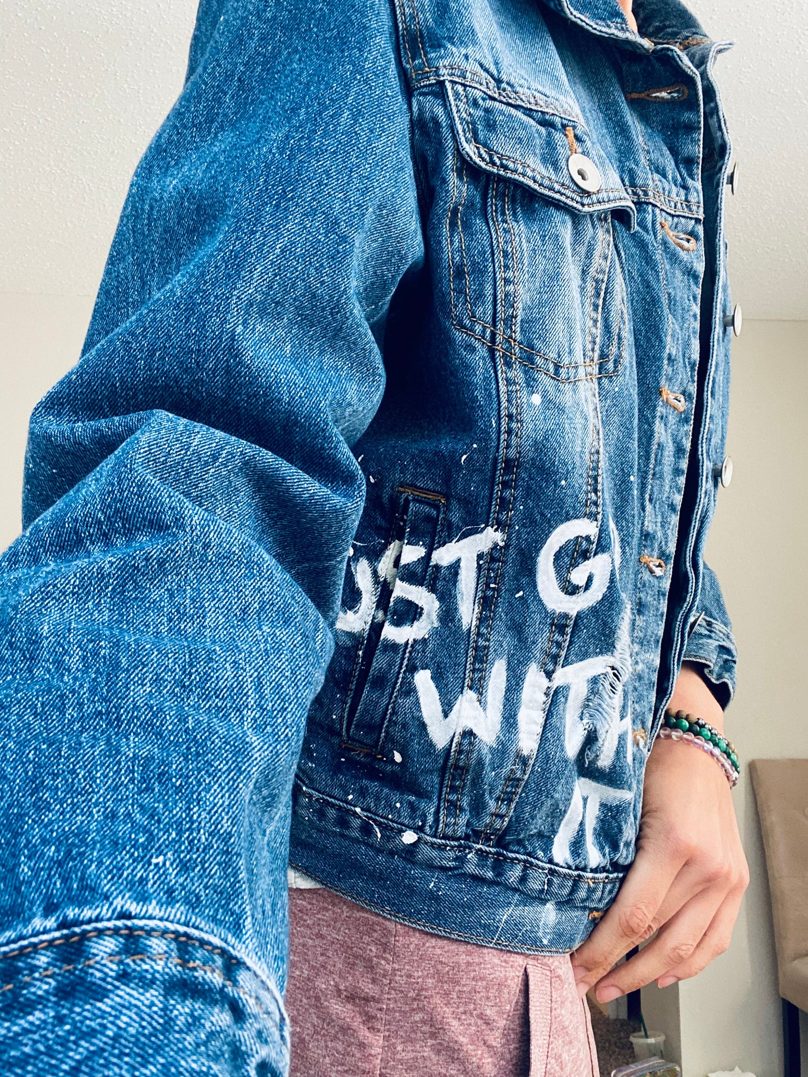 Hand Painted Ombre Denim Jacket Blue Ombre Design up Cycled Denim It is ...