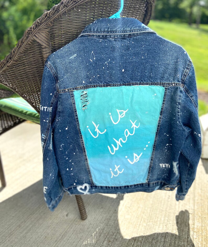 Hand Painted Ombre Denim Jacket Blue Ombre Design up Cycled Denim It is ...