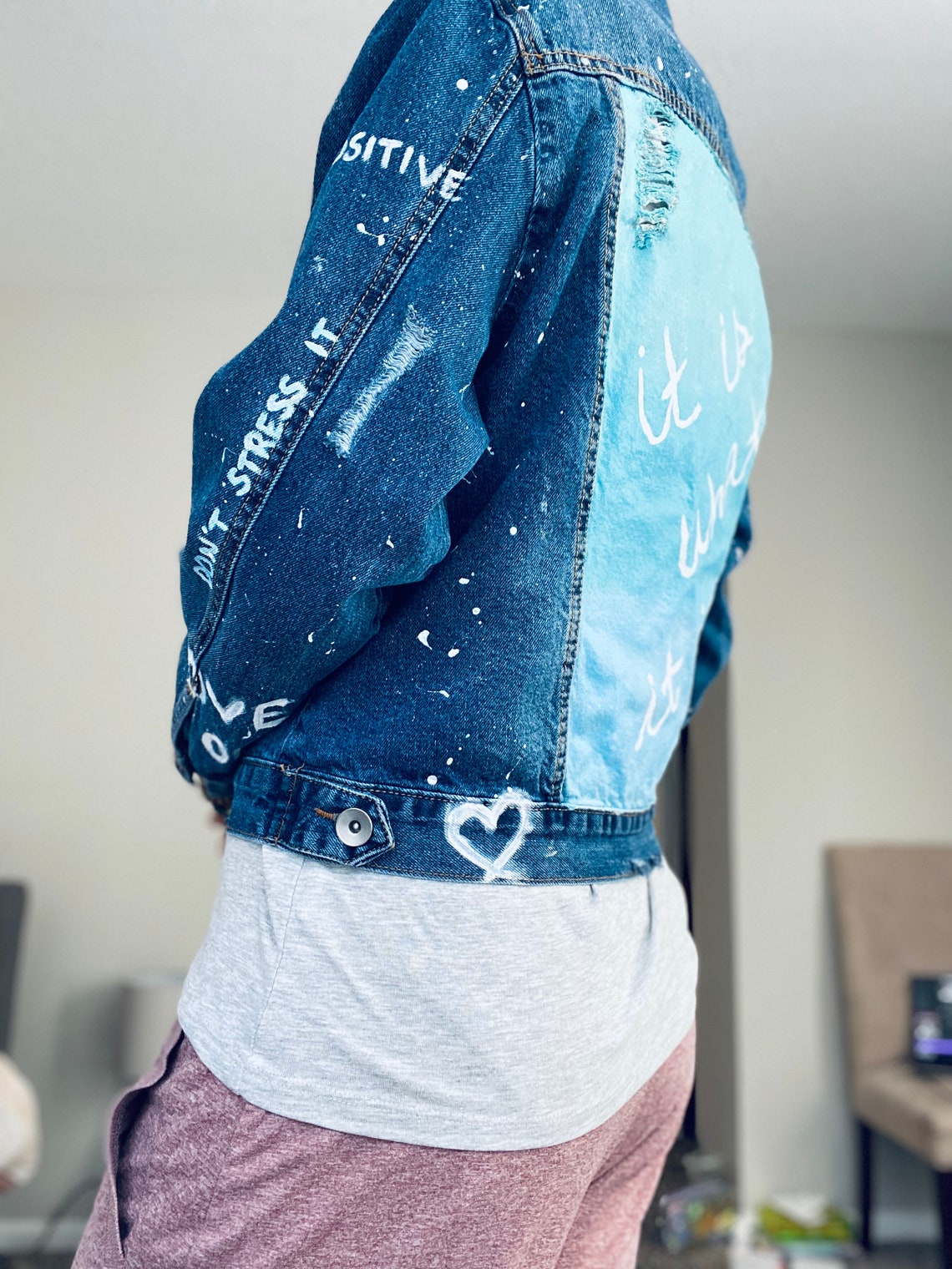 Hand Painted Ombre Denim Jacket Blue Ombre Design up Cycled Denim It is ...