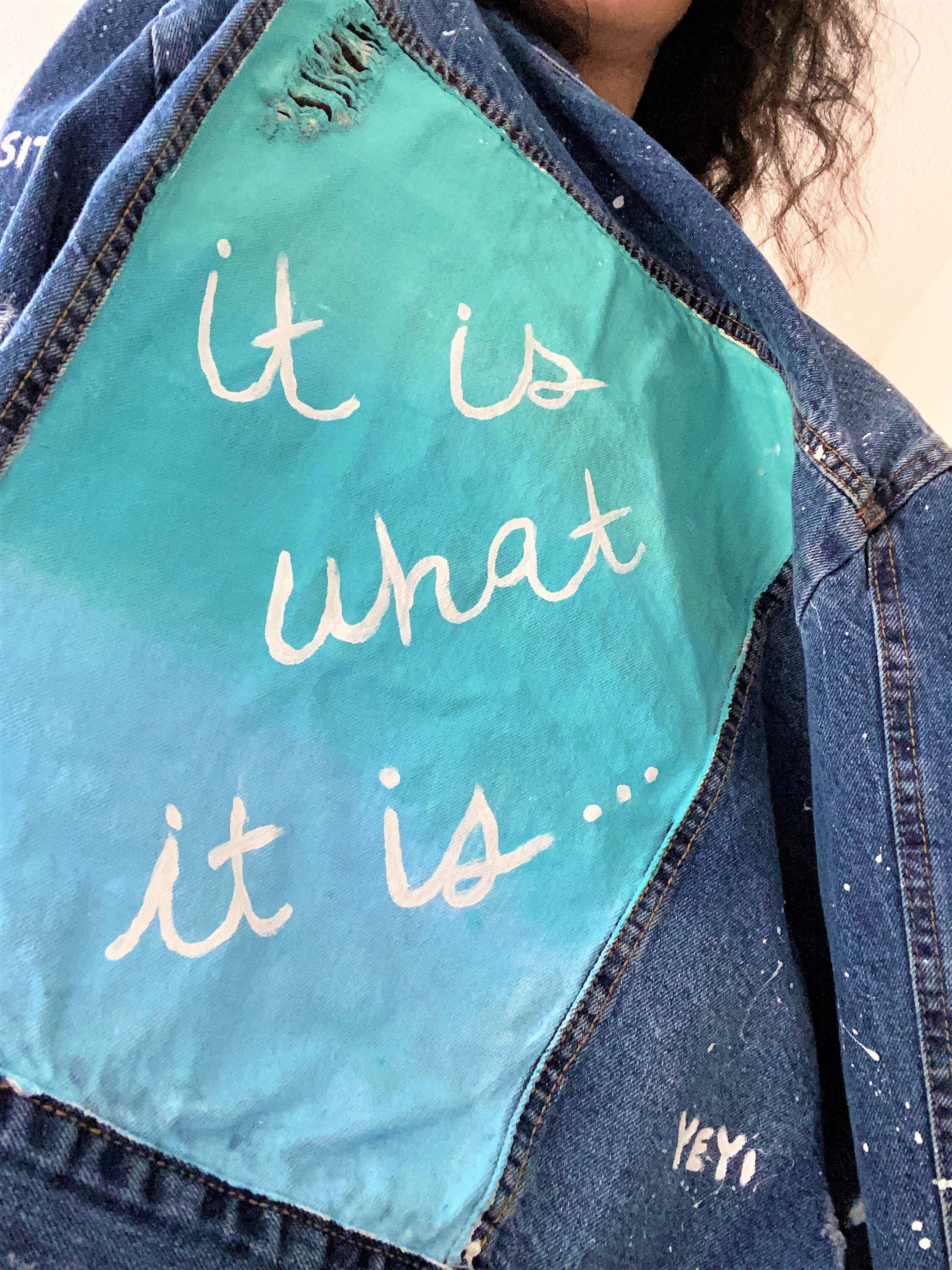 Hand Painted Ombre Denim Jacket Blue Ombre Design up Cycled Denim It is ...