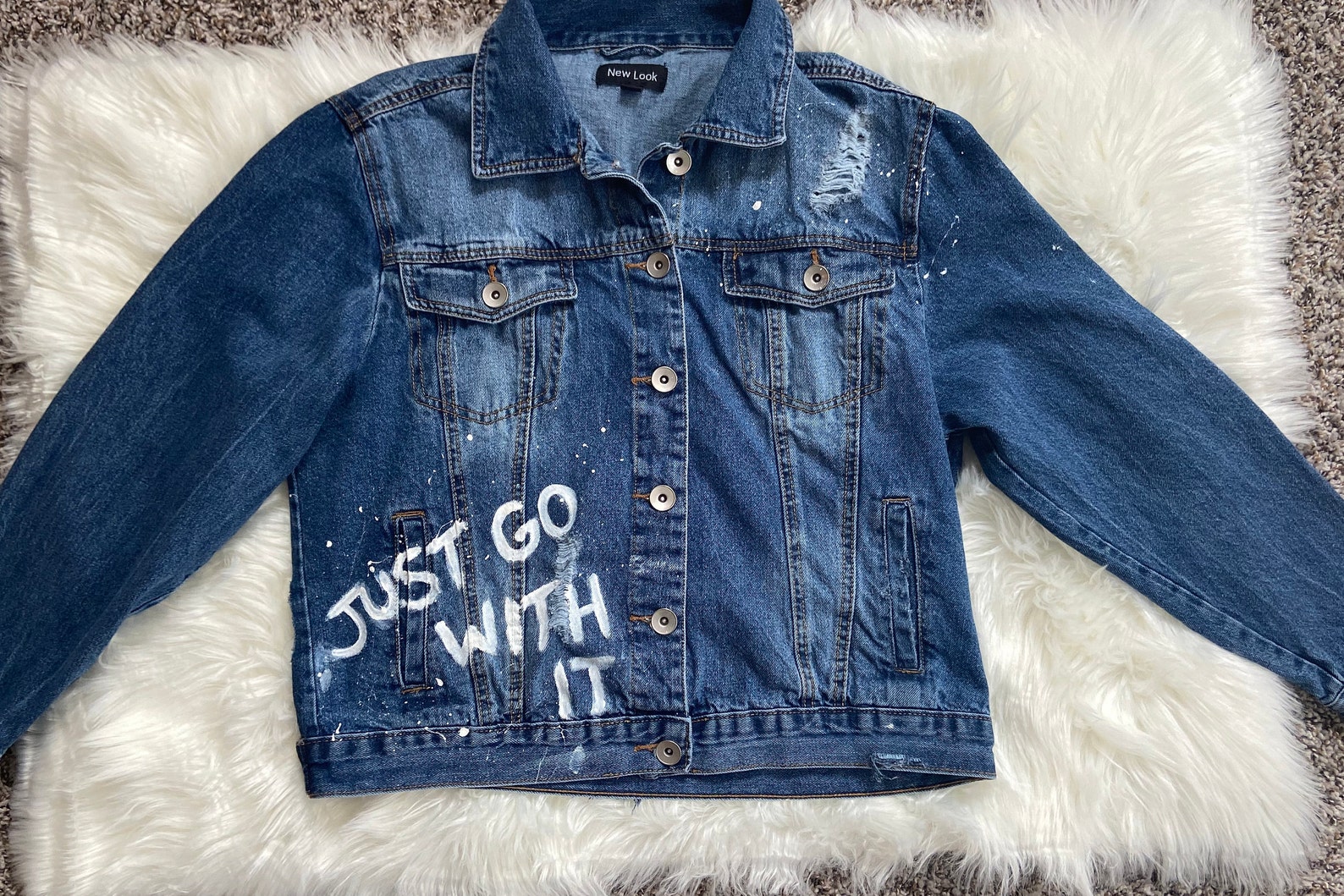 Hand Painted Ombre Denim Jacket Blue Ombre Design up Cycled Denim It is ...