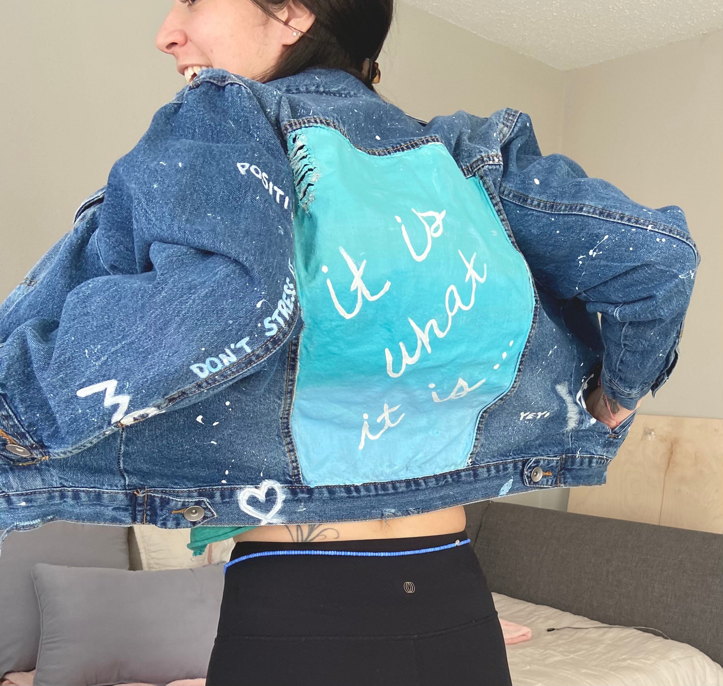 Hand Painted Ombre Denim Jacket Blue Ombre Design up Cycled Denim It is ...