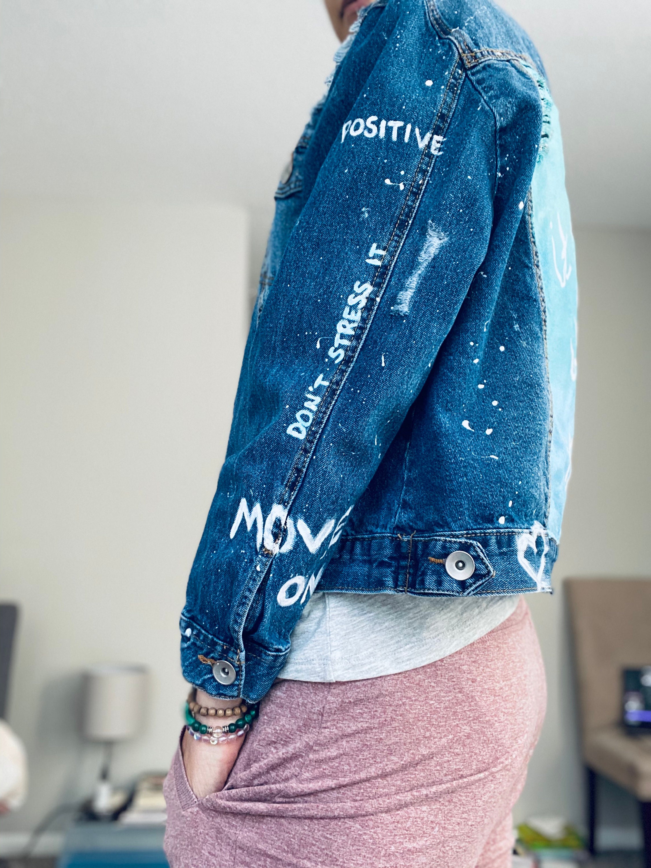 Hand Painted Ombre Denim Jacket Blue Ombre Design up Cycled Denim It is ...