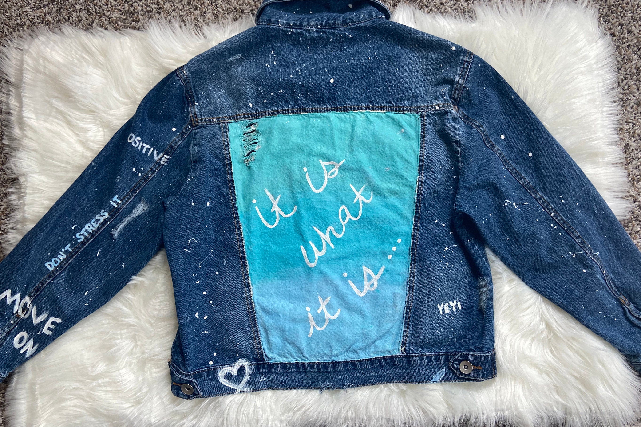 Hand Painted Ombre Denim Jacket Blue Ombre Design up Cycled Denim It is ...