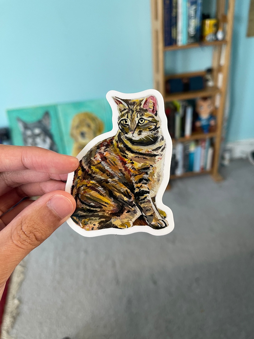 Tabby Cat Sticker Vinyl Glossy Sticker Cat Art Painting - Etsy