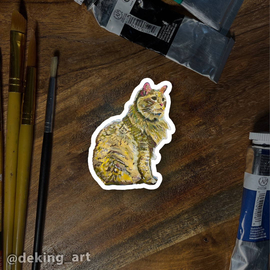 Maine Coon Cat Sticker Vinyl Glossy Sticker Fluffy Cat Art - Etsy