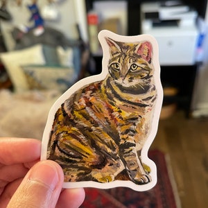 Tabby Cat Sticker Vinyl Glossy Sticker Cat Art Painting - Etsy