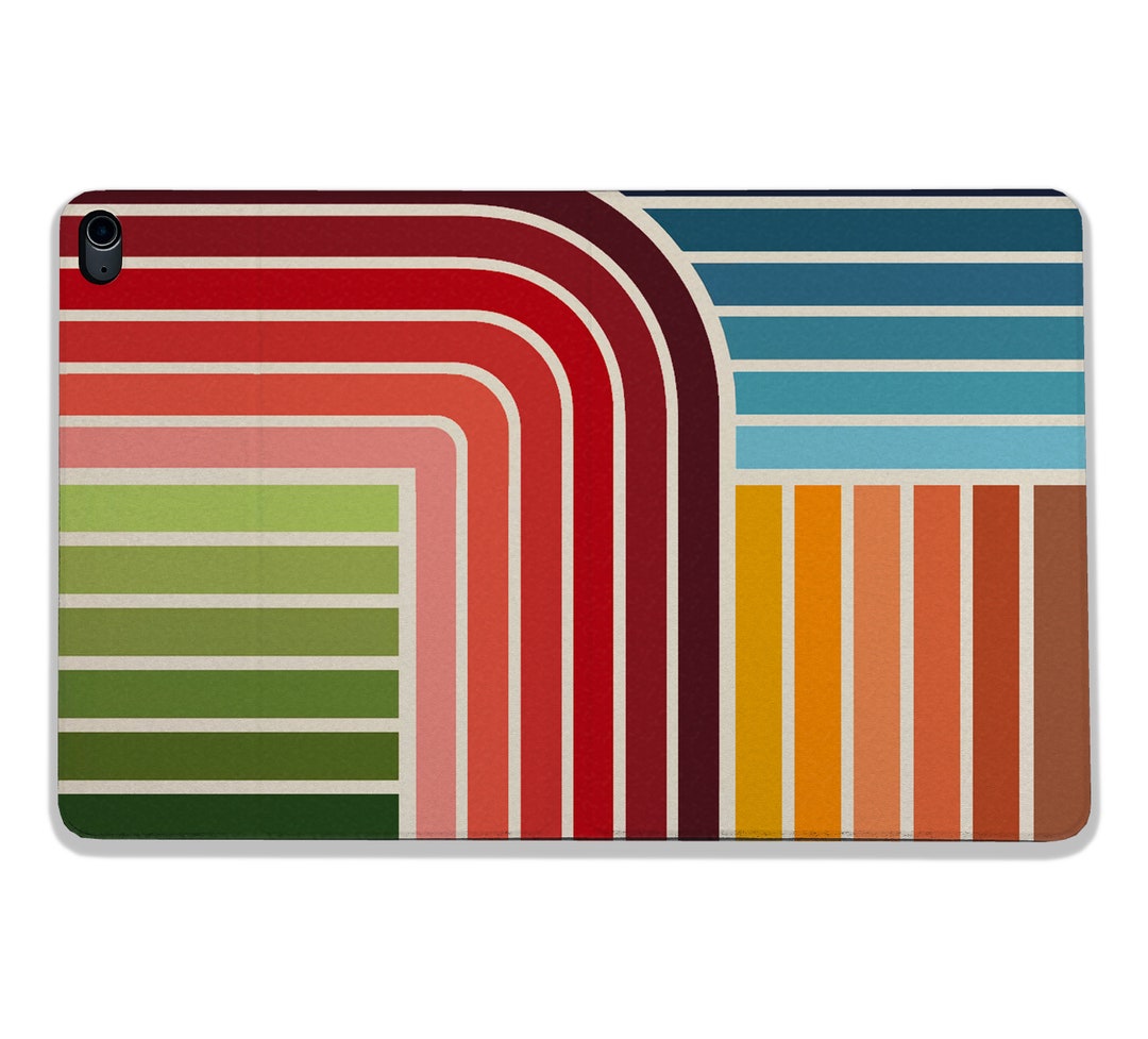 Retro Stripes 2025 iPad 11th 7th Gen Mini Rainbow 2024 iPad Air 11" Art ...