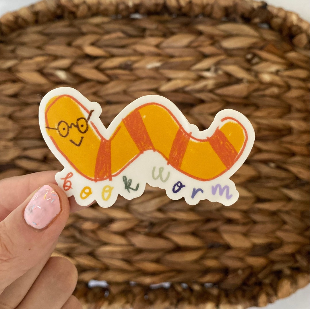 Bookworm Worm Reading Rainbow Vinyl Sticker - Etsy