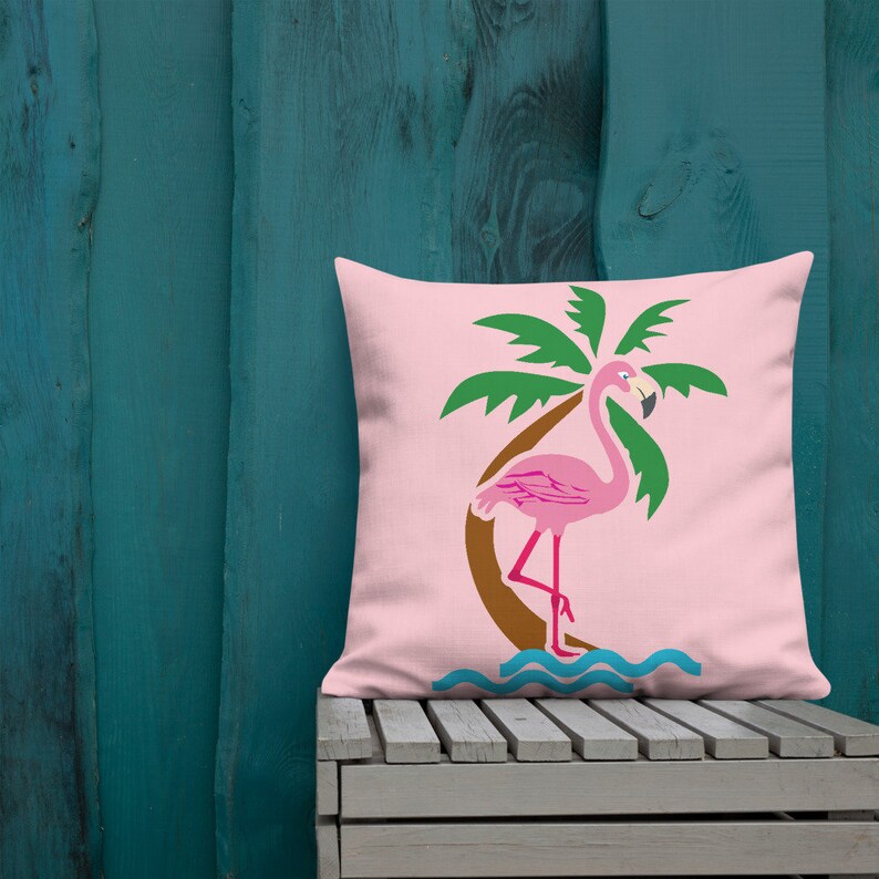 Pink Flamingo Premium Pillow, Reversible Square Cushion Available in ...