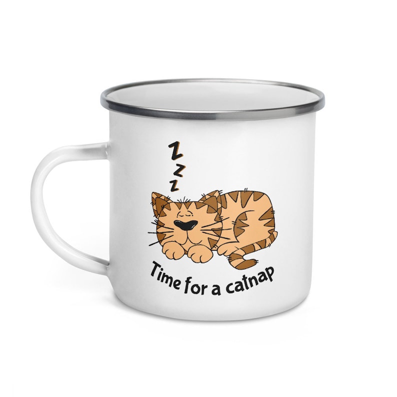 Time for a Catnap Enamel Mug - Etsy