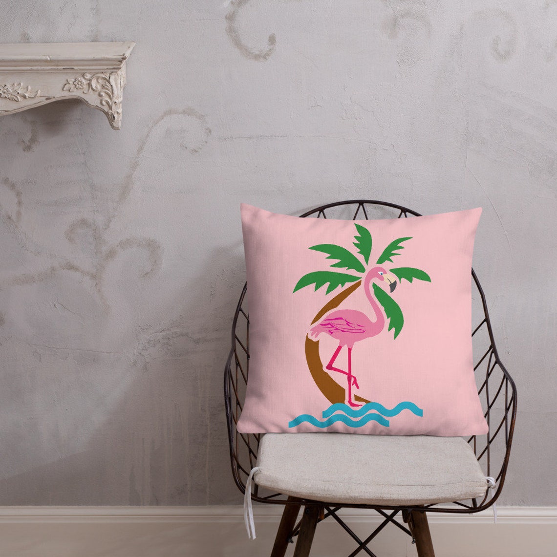 Pink Flamingo Premium Pillow, Reversible Square Cushion Available in ...