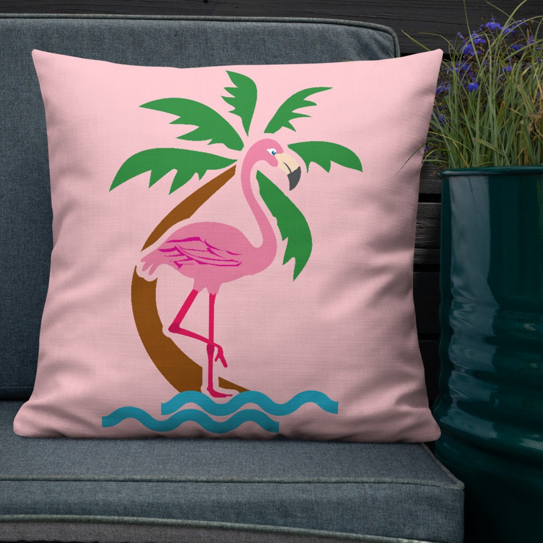 Pink Flamingo Premium Pillow, Reversible Square Cushion Available in ...