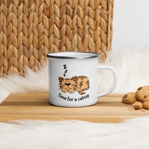 Time for a Catnap Enamel Mug - Etsy