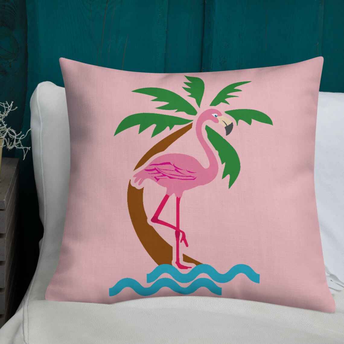 Pink Flamingo Premium Pillow, Reversible Square Cushion Available in ...