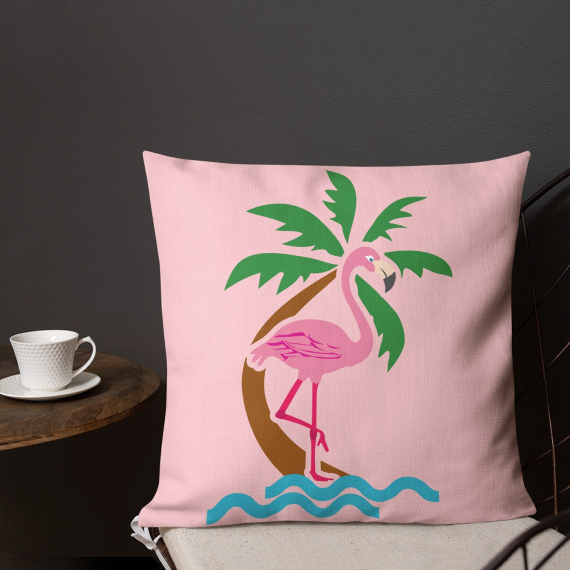 Pink Flamingo Premium Pillow, Reversible Square Cushion Available in ...