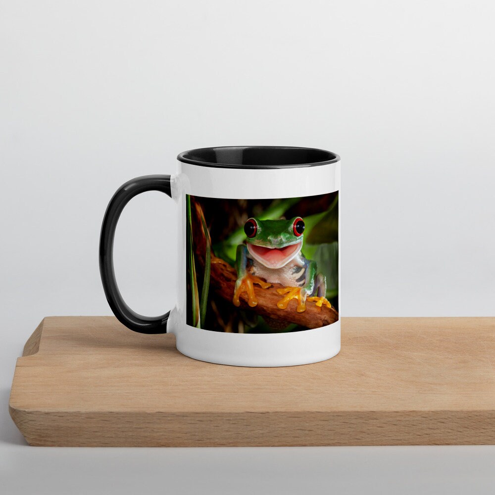 Frog Mug With Colour Inside Gift for Frog Lover Amphibian - Etsy UK