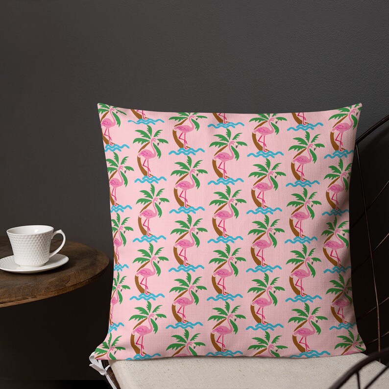 Pink Flamingo Premium Pillow, Reversible Square Cushion Available in ...