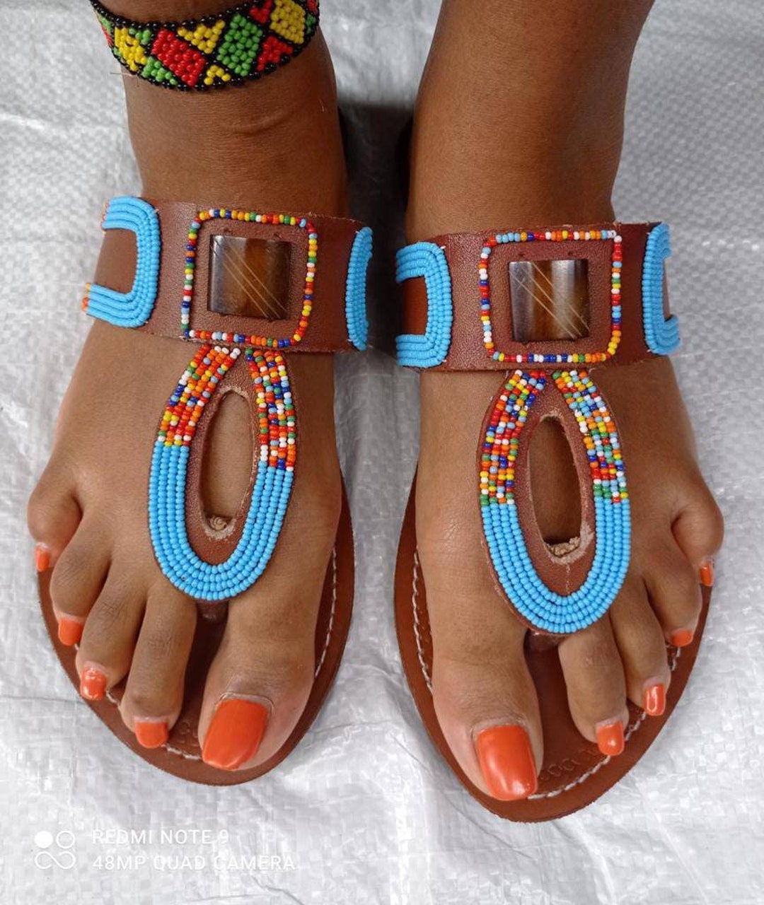 ON Sale!!african Beaded Leather Sandal,summer Sandal,multicolour Sandal ...