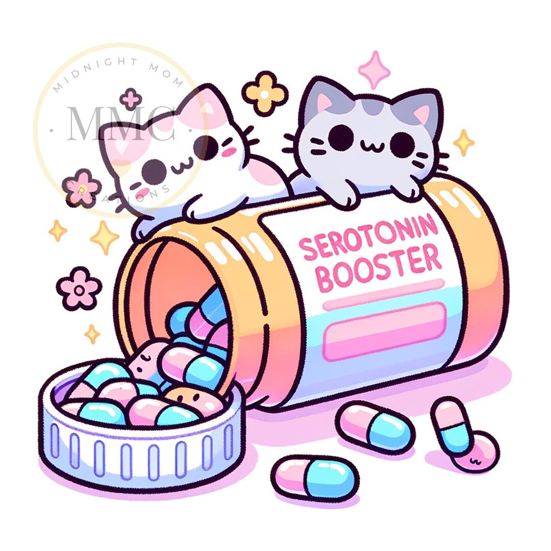 Serotonin Booster Png, Cats PNG, Happy Pills Png, Happy Pills Cat ...