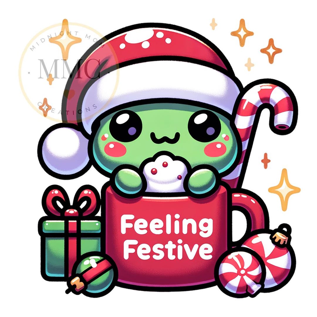 Feeling Festive Frog PNG, Cute Trendy Frog, Christmas Frog, T-shirt Mug ...