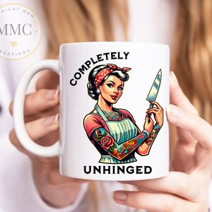 Completely Unhinged PNG, Vintage Retro Housewife Clipart, T-shirt Mug ...