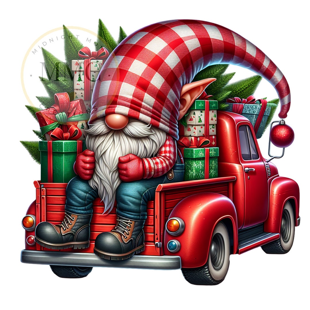 Christmas Gnome Truck Clipart, Christmas Clipart, Winter Gnome, T-shirt ...