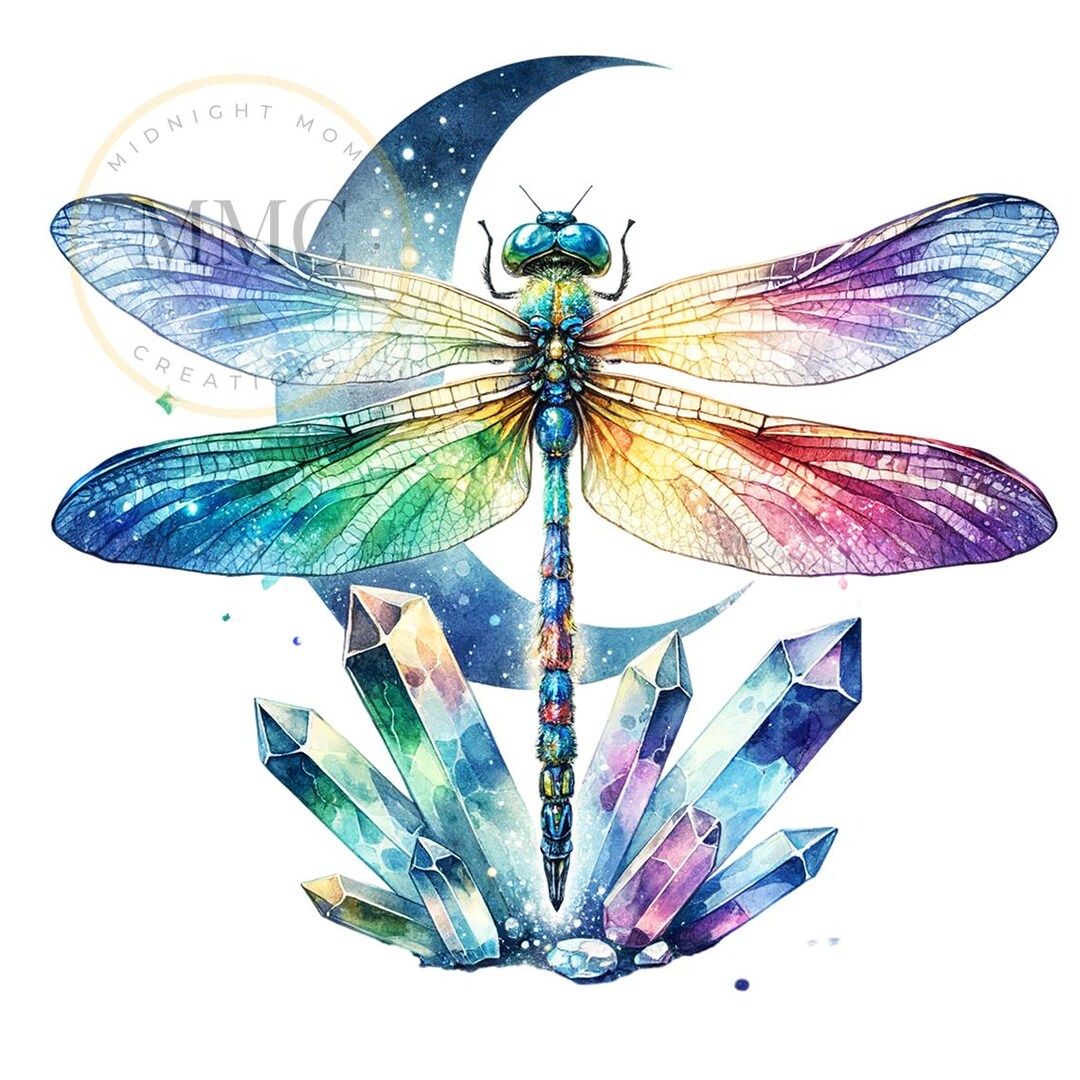 Dragonfly PNG, Dragonfly Clipart, Crystals, Celestial Dragonfly, T ...