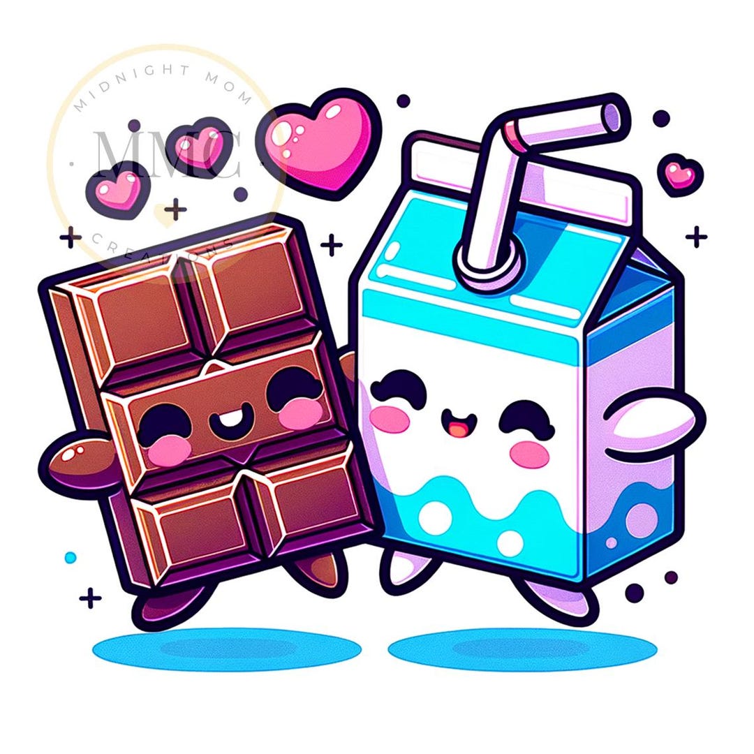 Milk and Chocolate Couple Png, Valentines Day PNG, Be Mine Chocolate ...