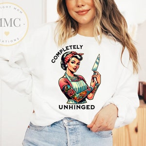 Completely Unhinged PNG, Vintage Retro Housewife Clipart, T-shirt Mug ...