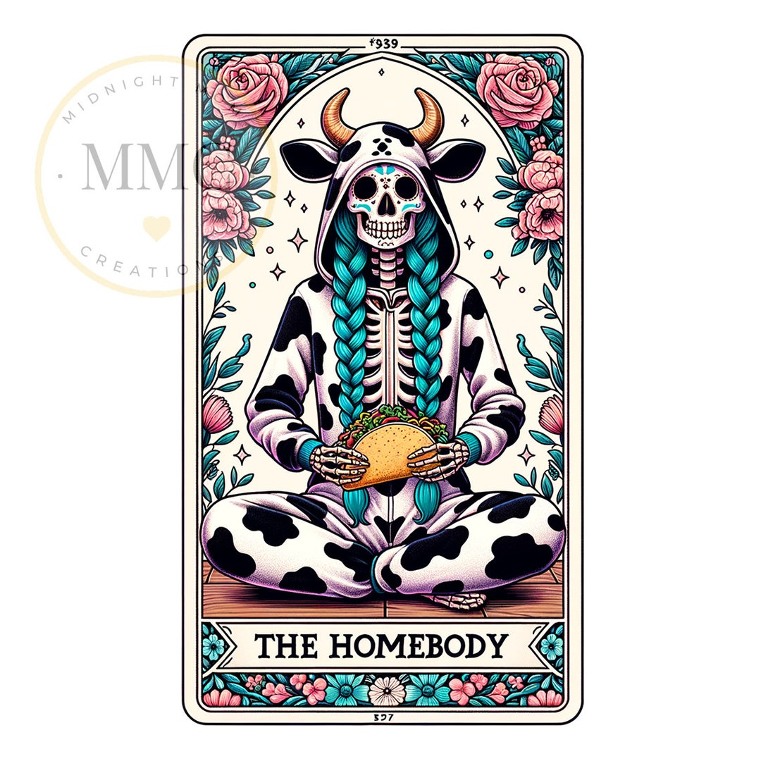 The Homebody Tarot Card PNG, Introvert Skeleton PNG, Antisocial Witchy ...
