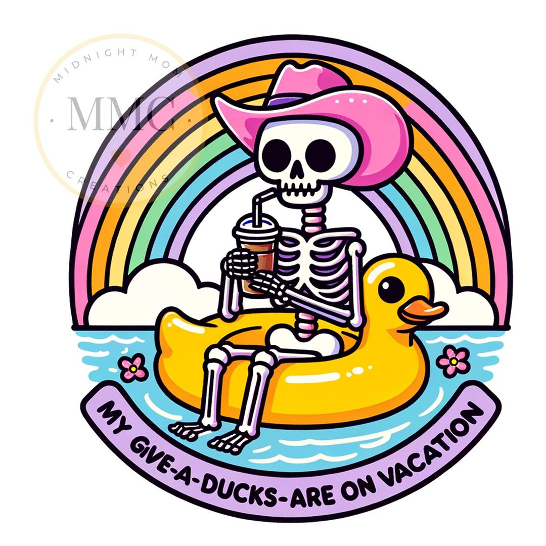 My Give A Ducks Are on Vacation Png,skeleton, Duck Float, Coffee, T ...