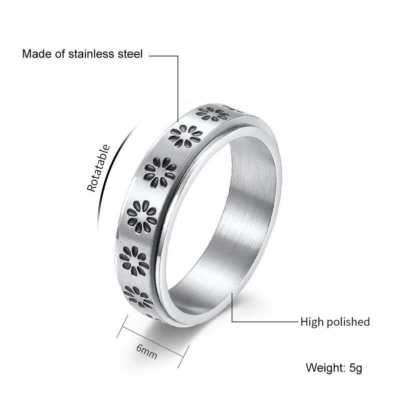 Custom Fidget Spinner Ring for Women Personalize Anxiety Ring - Etsy