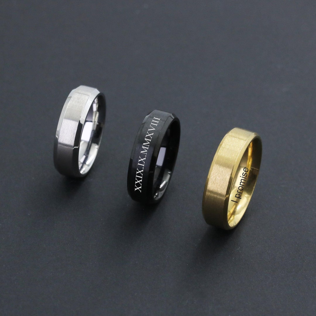 Personalized Promise Ring for Him | Her, Custom Engrave Stainless Steel ...