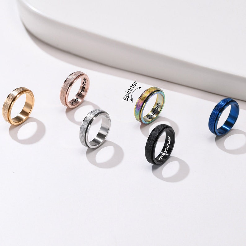 Personalize Fidget Ring for Men and Women Unisex Anxiety - Etsy
