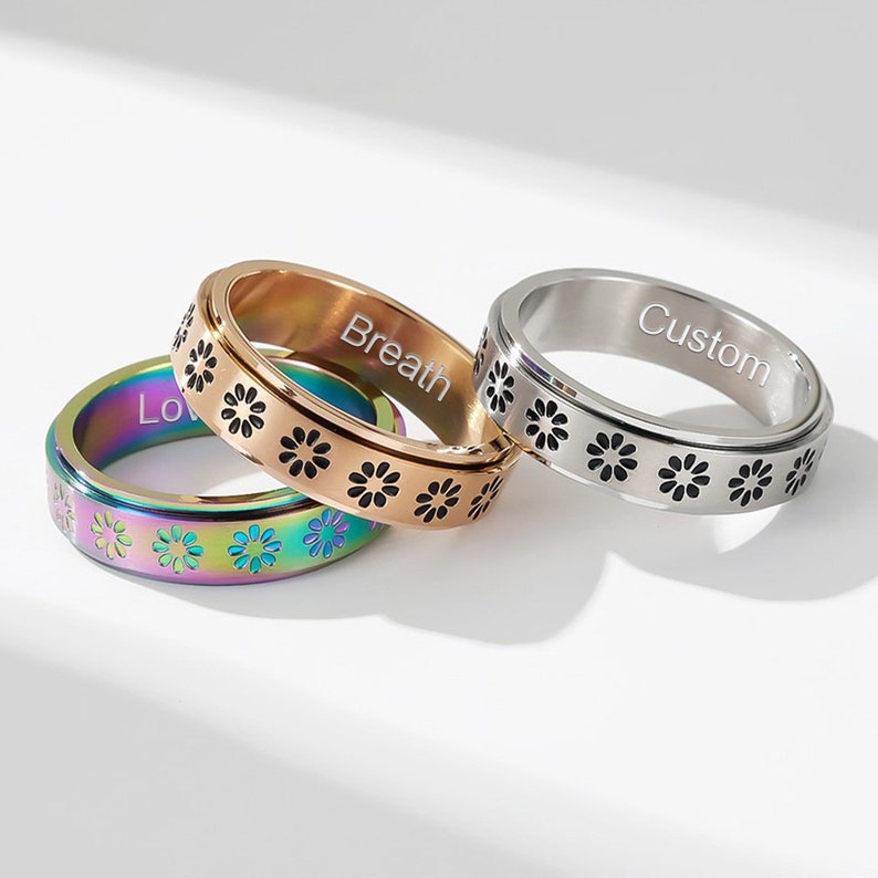 Custom Fidget Spinner Ring for Women Personalize Anxiety Ring - Etsy