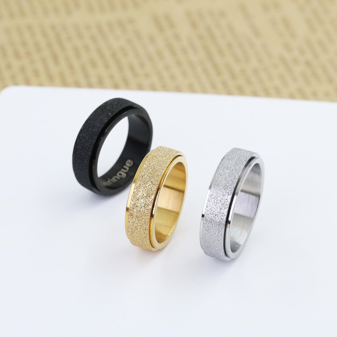 Personalize Fidget Ring for Men and Women, Unisex Anxiety Ring, Custom ...