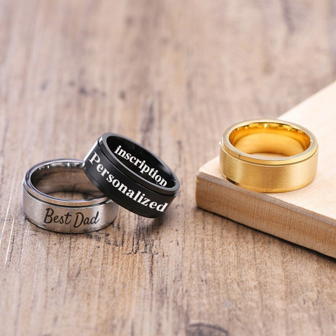 Custom Engraved Fidget Spinner Ring for Men, Personalize Anxiety ...